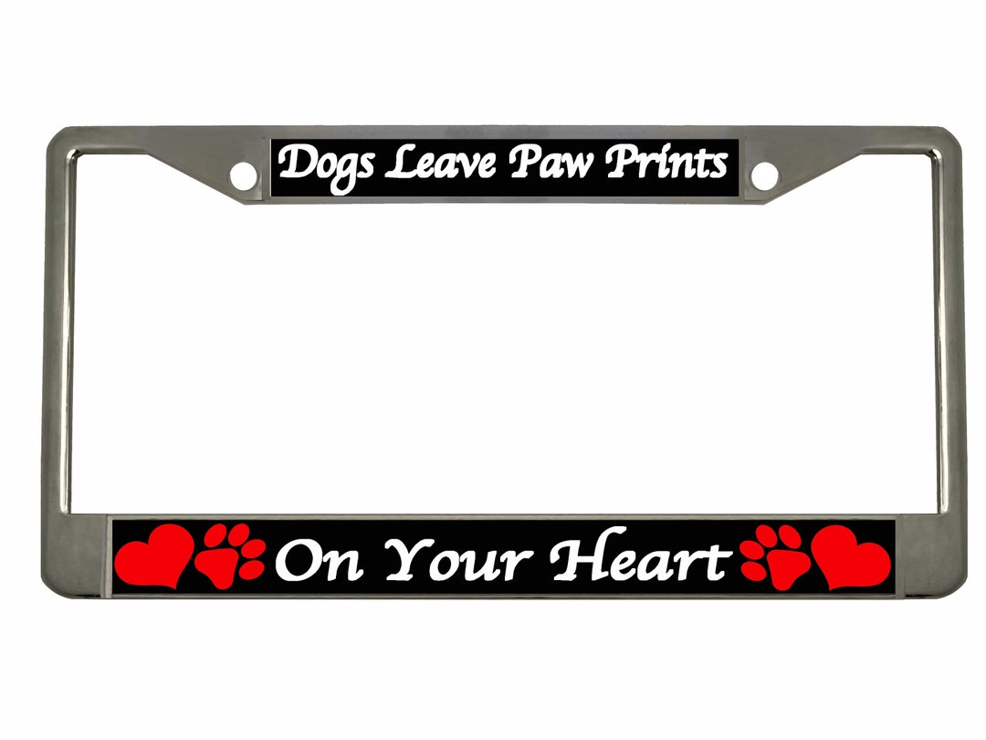 Dog Paw Prints License Plate Frame: Chrome Auto Tag - Etsy