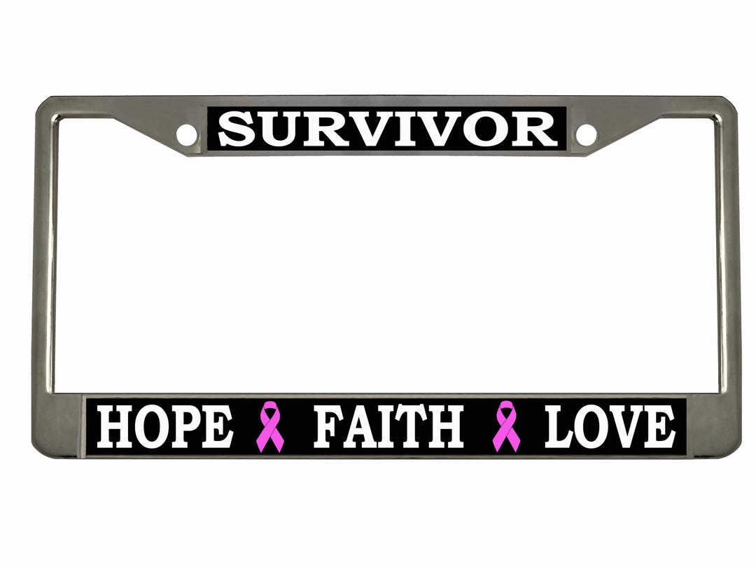 Survivor Hope Faith Love Breast Cancer Awareness Style Metal License ...