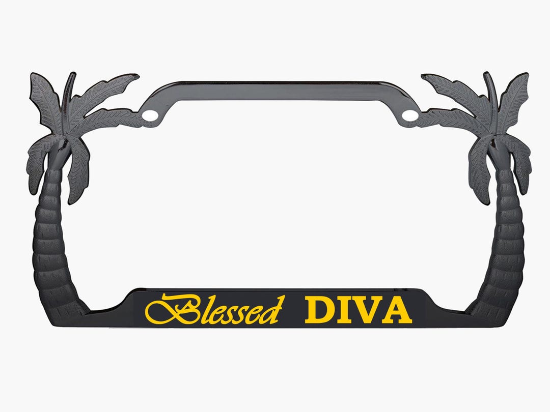 Blessed Diva Style Palm Tree Metal License Plate Frame /car Accessories ...