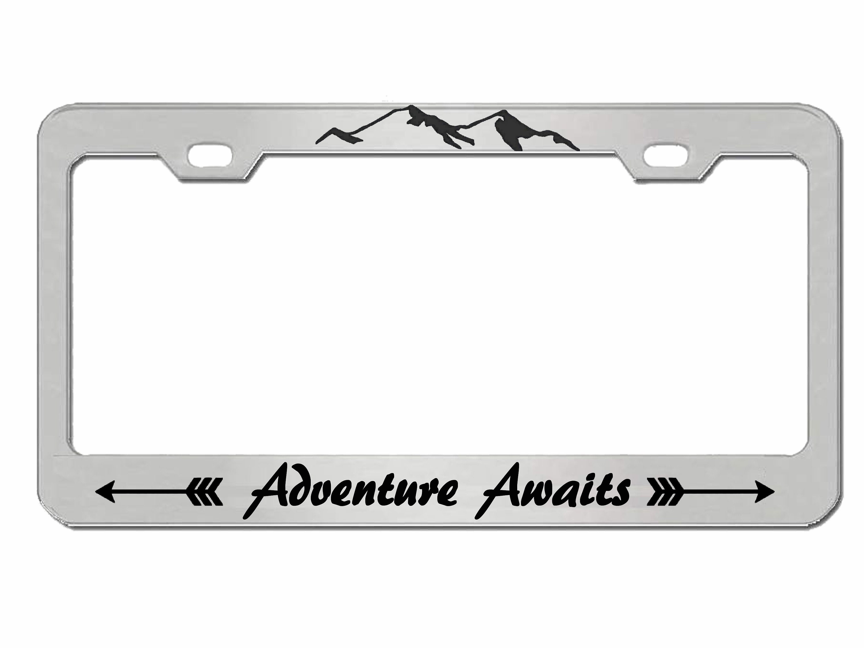 Adventure Awaits Design Metal Auto License Plate Frame Car Tag Holder ...