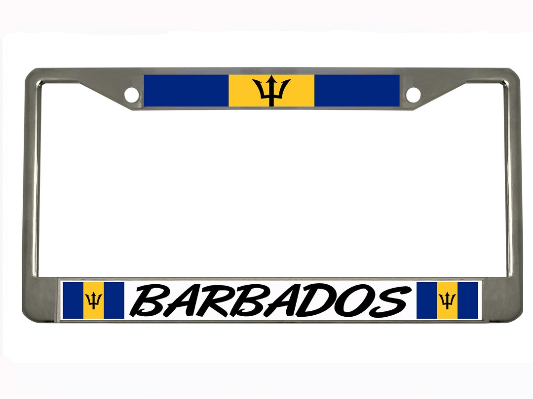 Barbados Flag Country Design Heavy Duty Metal Car License Plate Frame ...