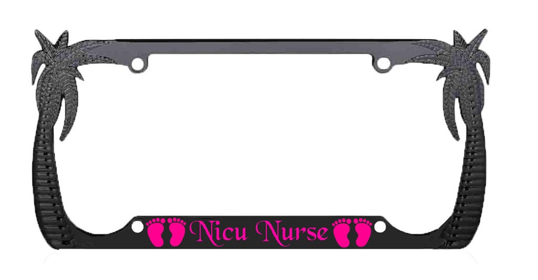 Nicu Nurse License Frame Gift palm Tree Design Metal Auto License Plate ...