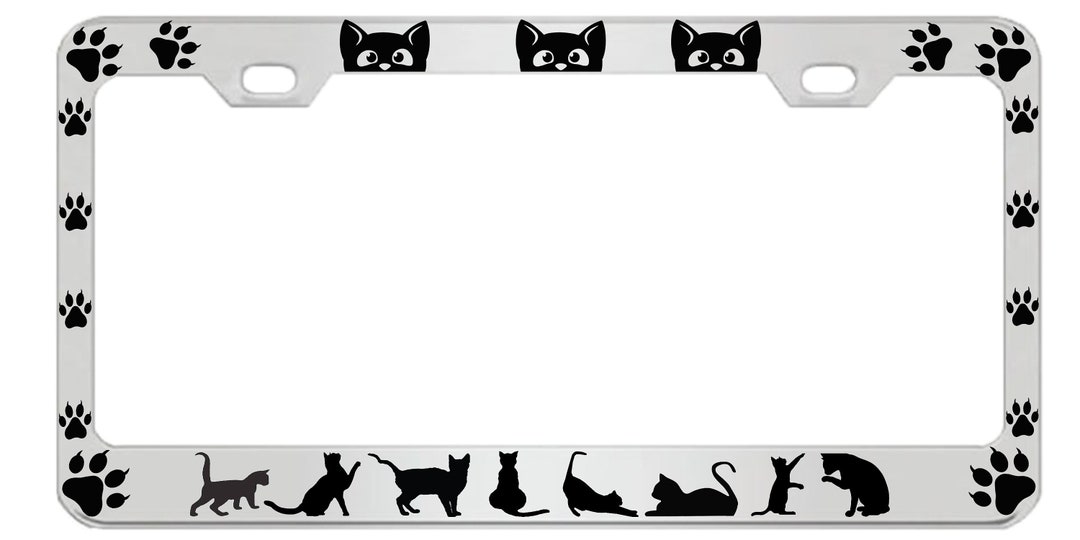 Cats Cat Lovers Design Heavy Duty Metal Car License Plate Frame Auto ...