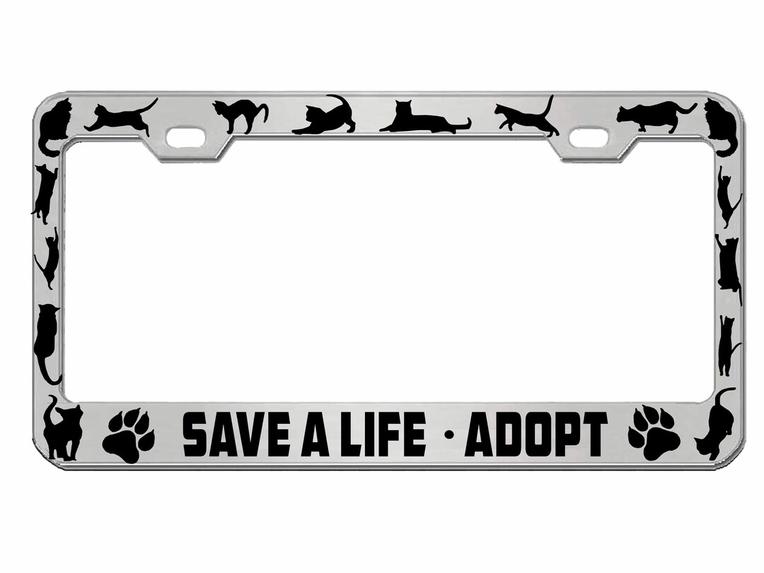 Adopt Cat License Plate Frame: Animal Lover Car Tag Holder - Etsy
