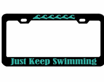 Waves Just Keep Swimming License Plate Frame License Plate Beach ...