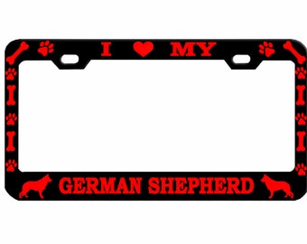License Plate Frame German Shepherd - Etsy
