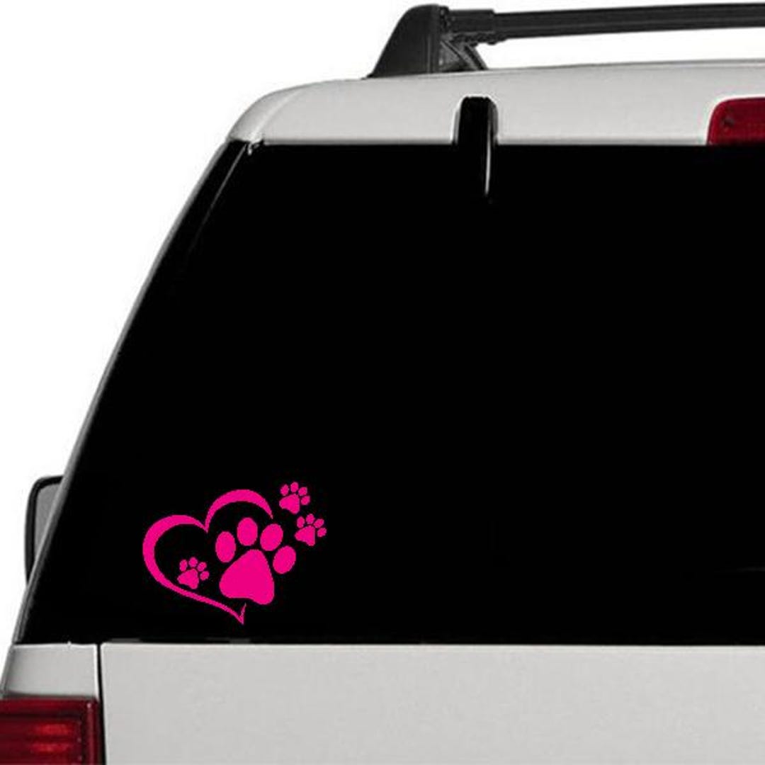 Heart With Dog Paw Car Window Wall Laptop Decal Sticker (4.5 Inches X4 ...