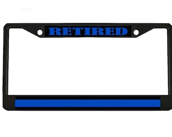 Retired Police Officer Thin Blue Lin Design Heavy Duty Metal Car ...