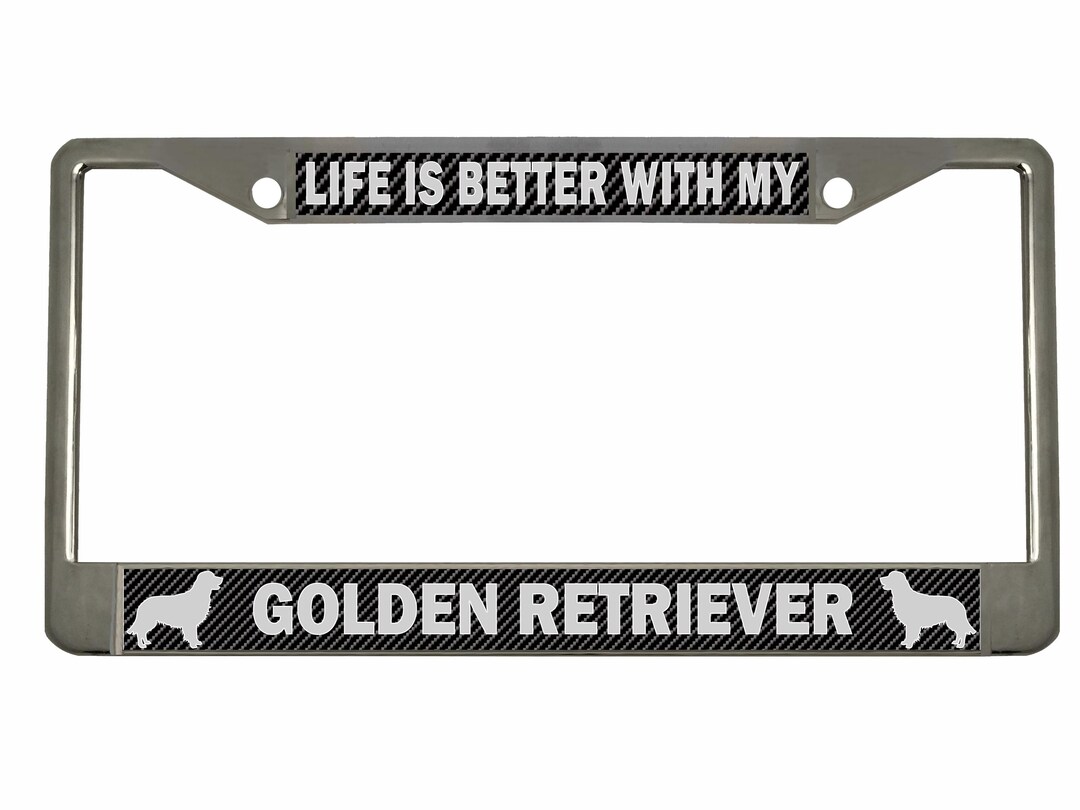 Golden Retriever License Plate Frame: Personalized Carbon Fiber Style ...