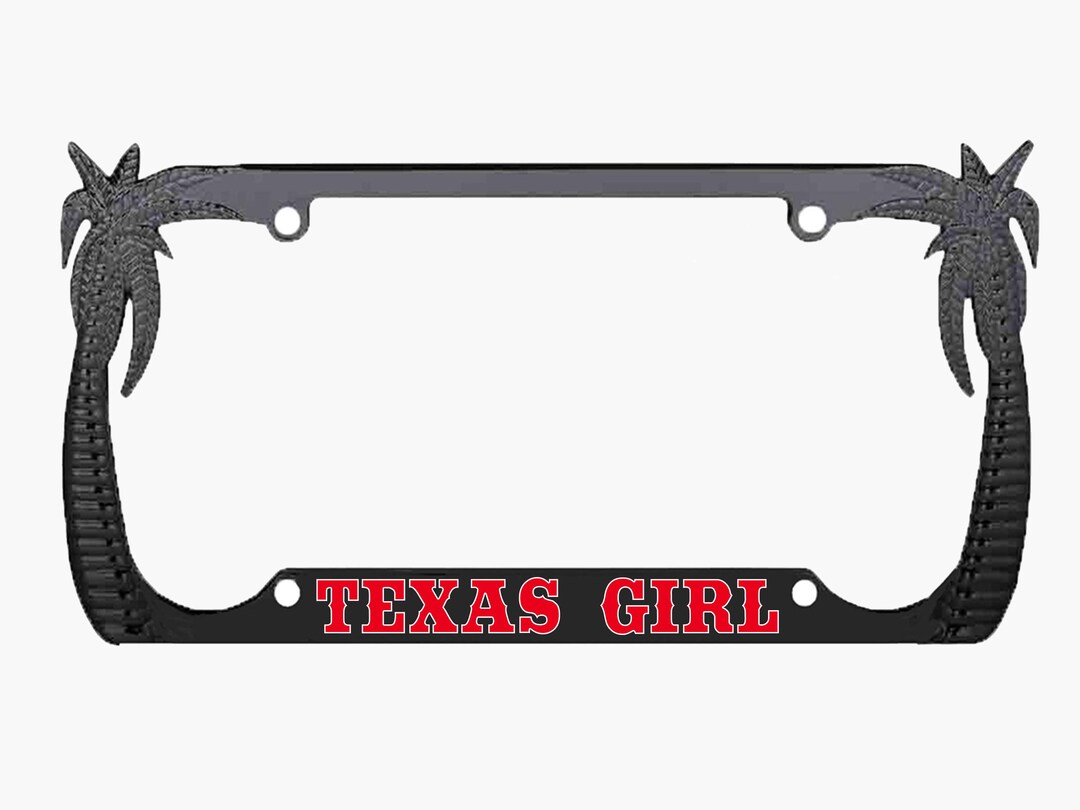 Texas Girl Palm Tree License Plate Frame: Chrome-plated Metal Car Tag ...