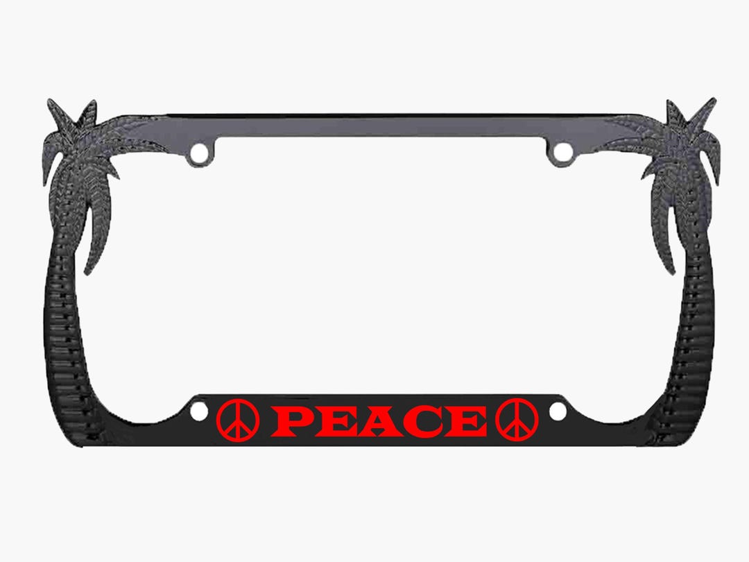 Peace Sign Style Palm Tree Metal License Plate Frame Personalized/car ...
