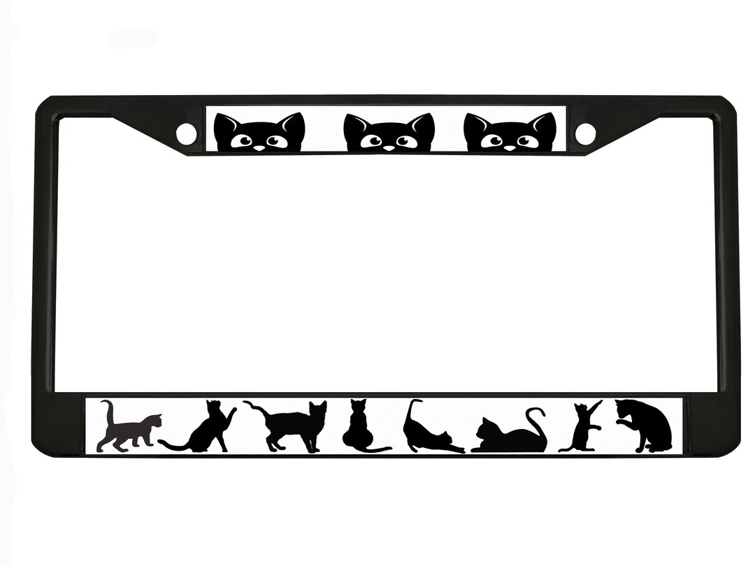 Cats Cat Lovers Design Heavy Duty Metal Car License Plate Frame Auto ...