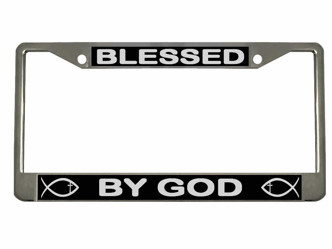 Blessed by God Religious Design Heavy Duty Metal Car License Plate ...