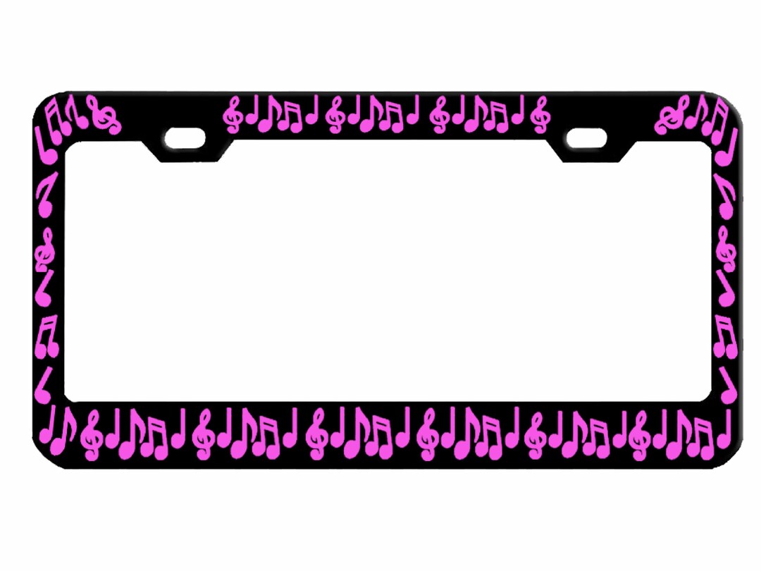 Music Musical Note Treble Clef Pattern Style Metal License Plate Frame ...