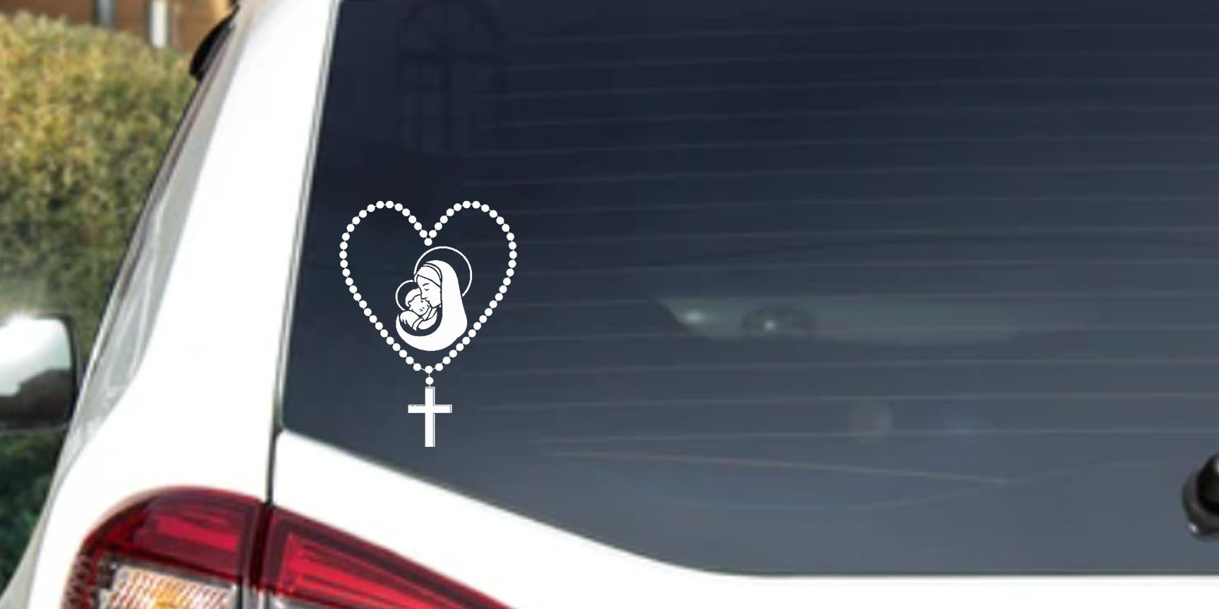 Catholic Rosary Beads Mother Mary Baby Jesus Decal for Car Truck Bumper ...