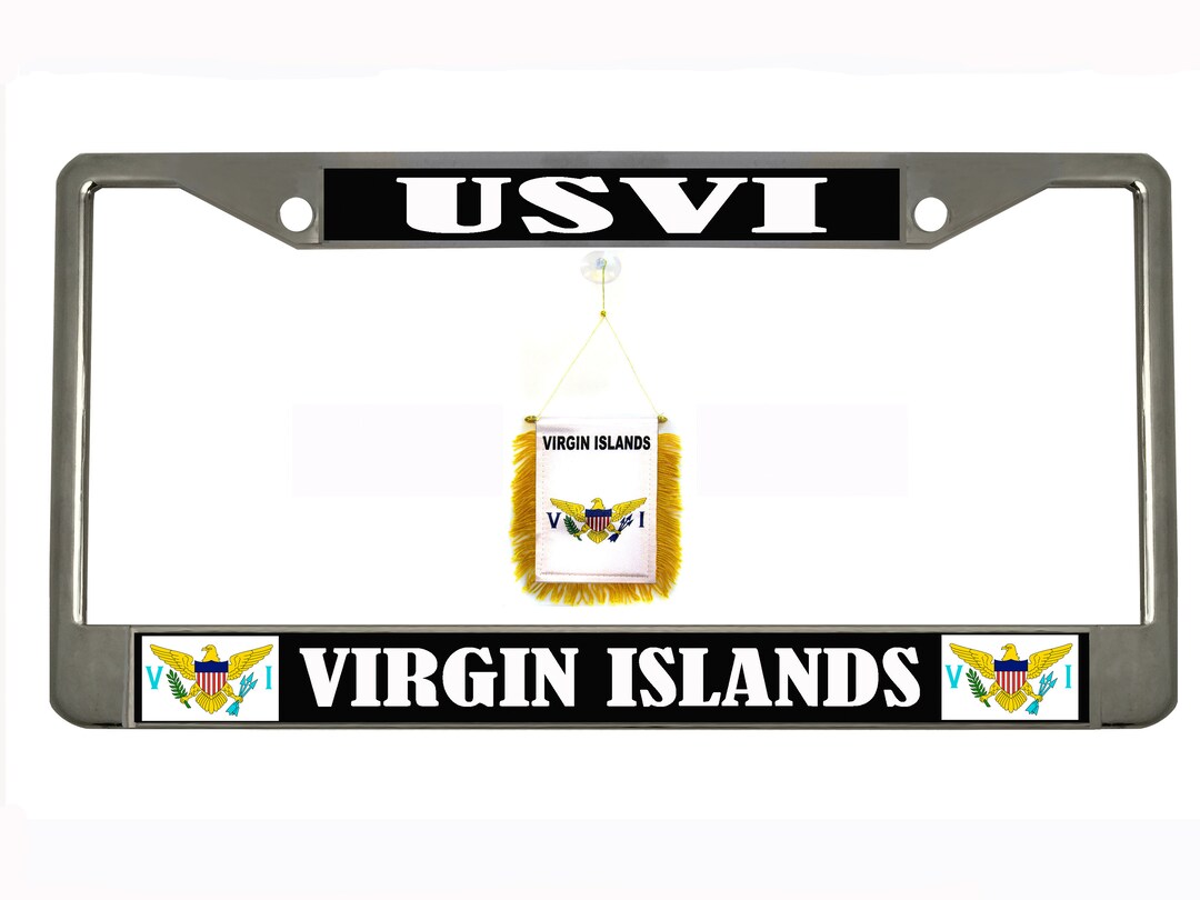 USVI Virgin Islands Chrome Metal Auto License Plate Frame Car Tag ...