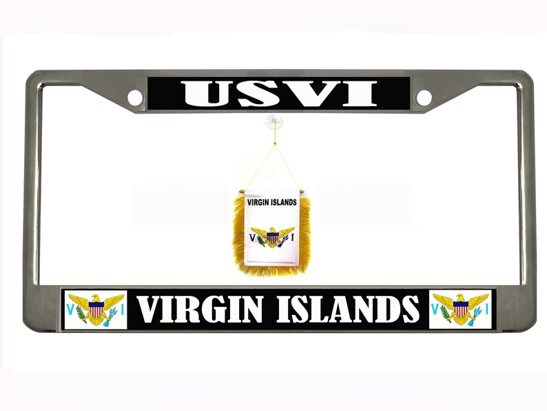 USVI Virgin Islands Chrome Metal Auto License Plate Frame Car Tag ...
