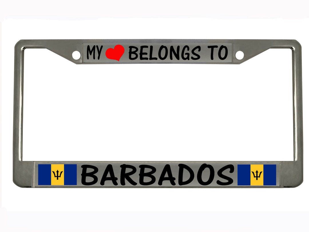 Barbados Flag Country Design Heavy Duty Metal Car License Plate Frame ...