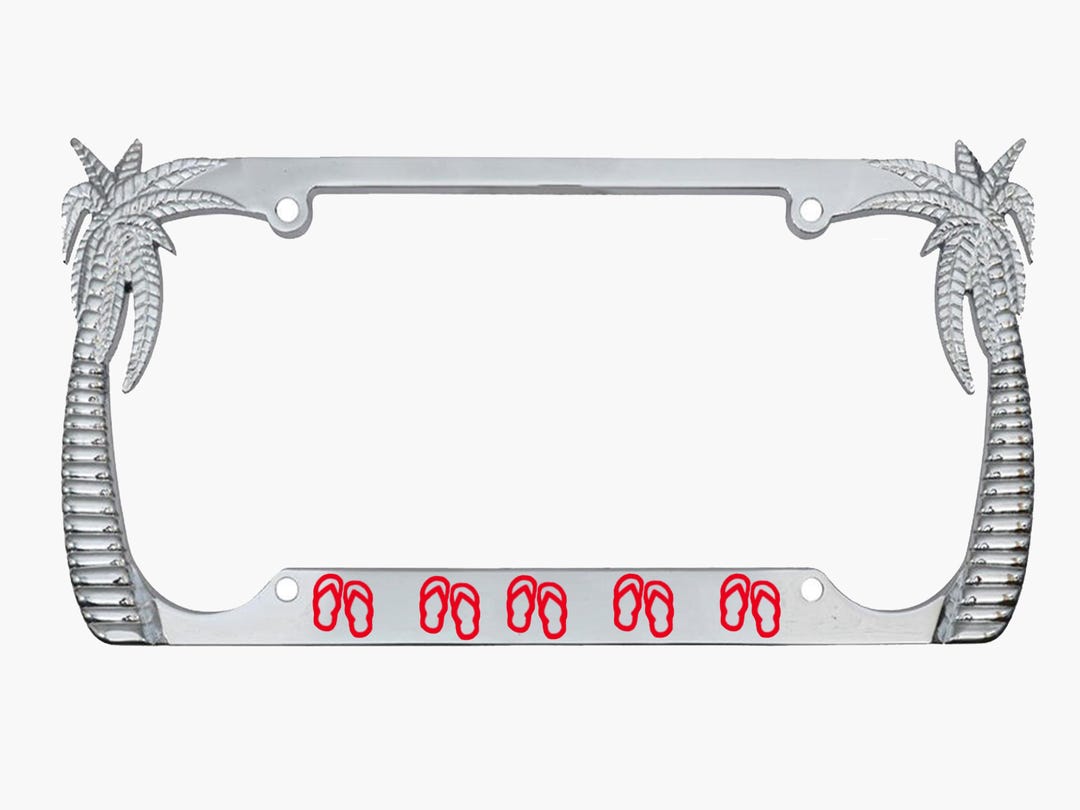 FLIP Flops Design Palm Tree Metal License Plate Frame Personalized/car ...