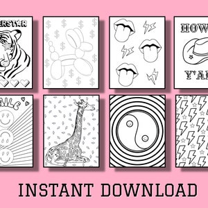 Preppy Coloring Pages, Aesthetic Coloring Pages Printable, Easy, PDF ...