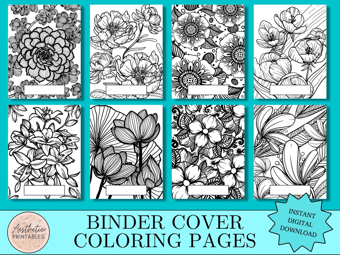 Binder Cover Coloring Pages, Printable, Flowers, Floral Binder Covers ...