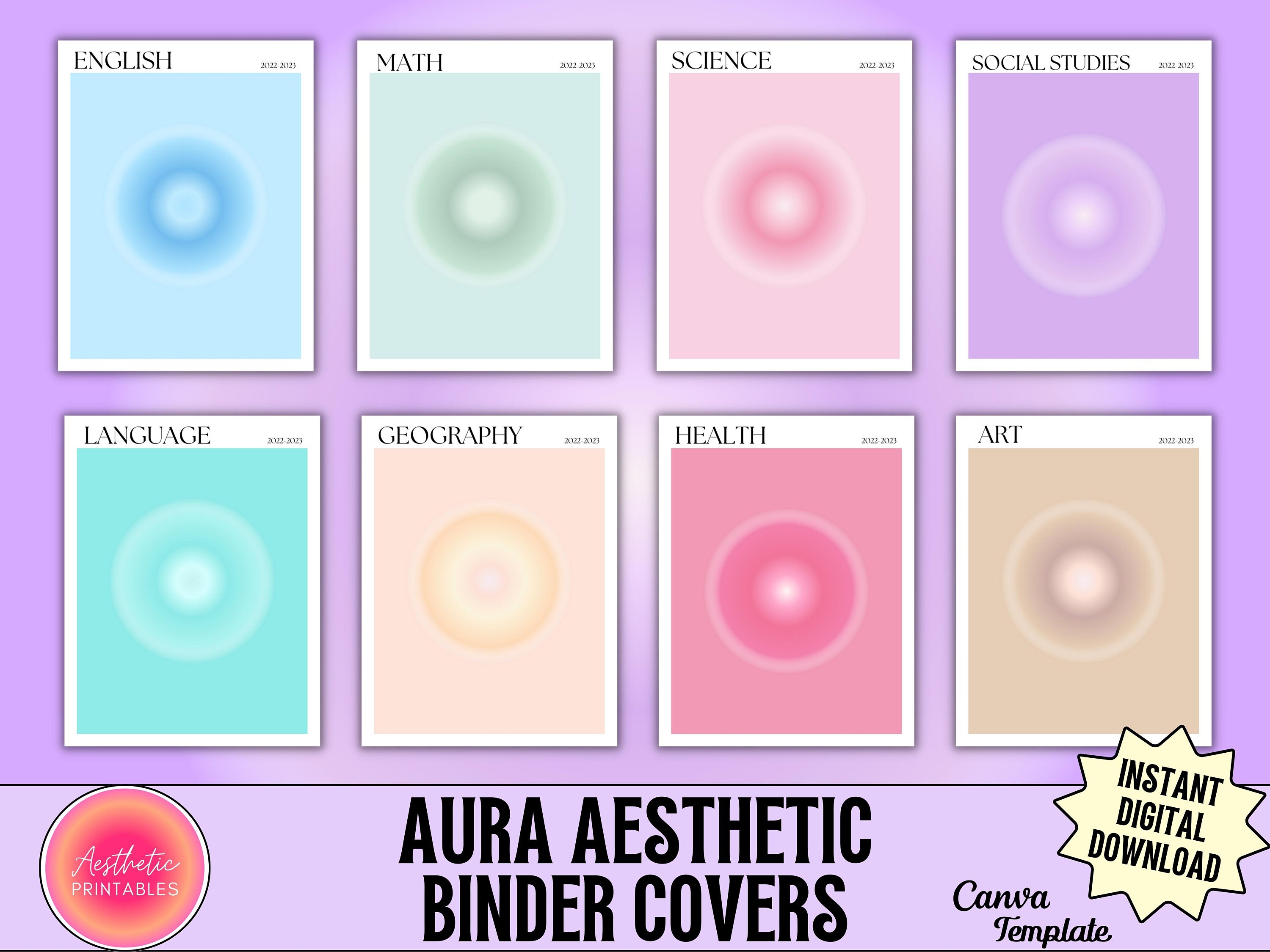 Aura Aesthetic Binder Covers, Printable Binder Covers, Aesthetic ...