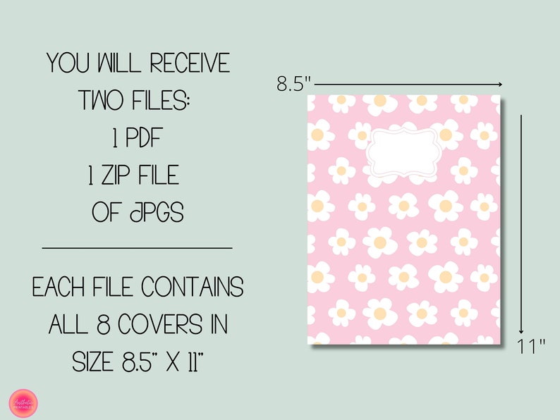 Daisy Flower Aesthetic Binder Covers, Binder Cover Template, Printable ...