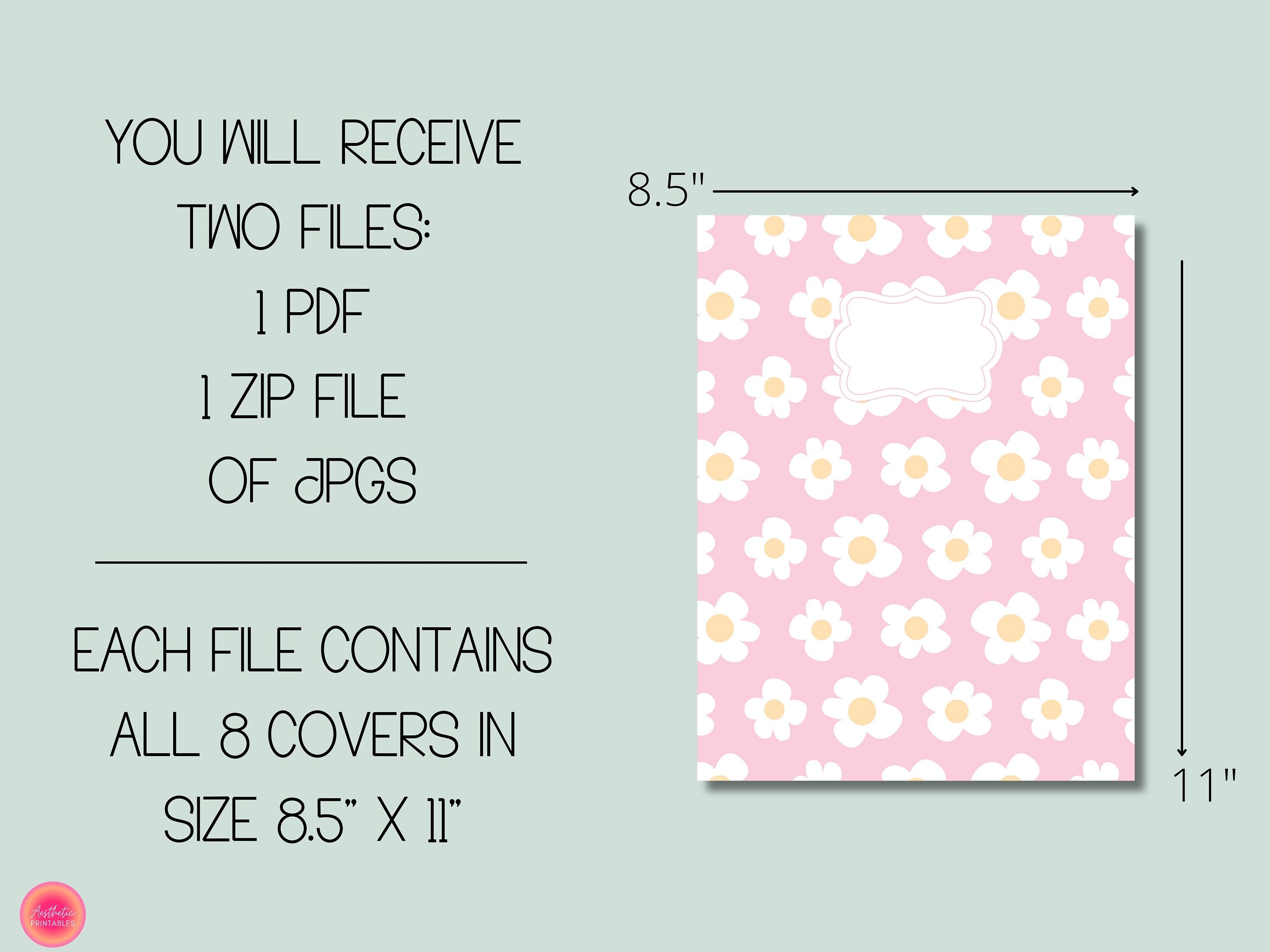 Daisy Flower Aesthetic Binder Covers, Binder Cover Template, Printable ...