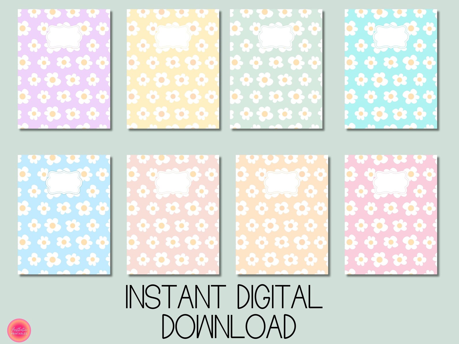 Daisy Flower Aesthetic Binder Covers, Binder Cover Template, Printable ...