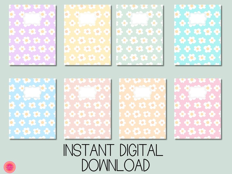 Daisy Flower Aesthetic Binder Covers, Binder Cover Template, Printable ...