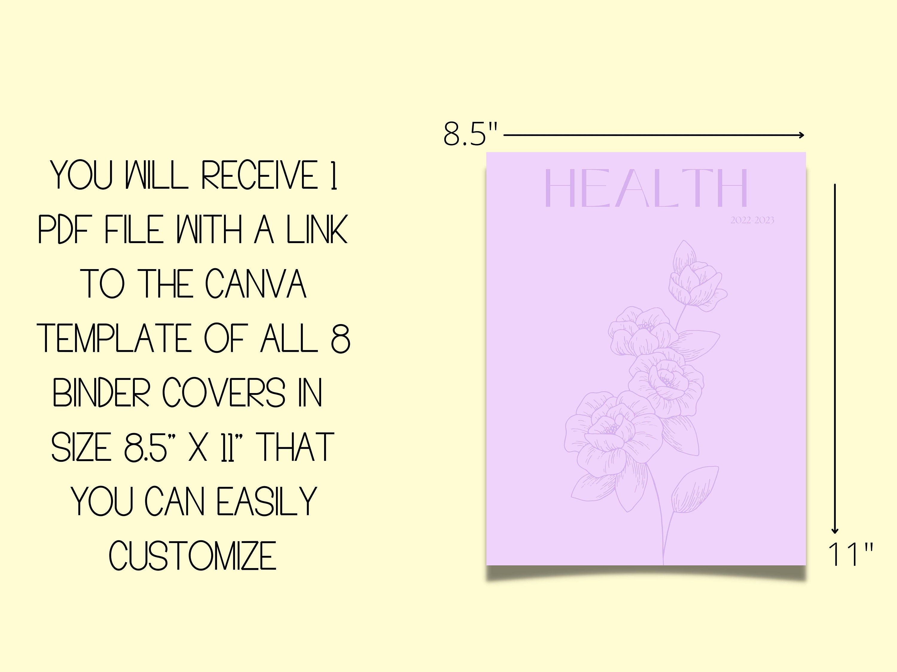 Binder Cover Printable Minimalist, Editable, Floral Binder Covers ...