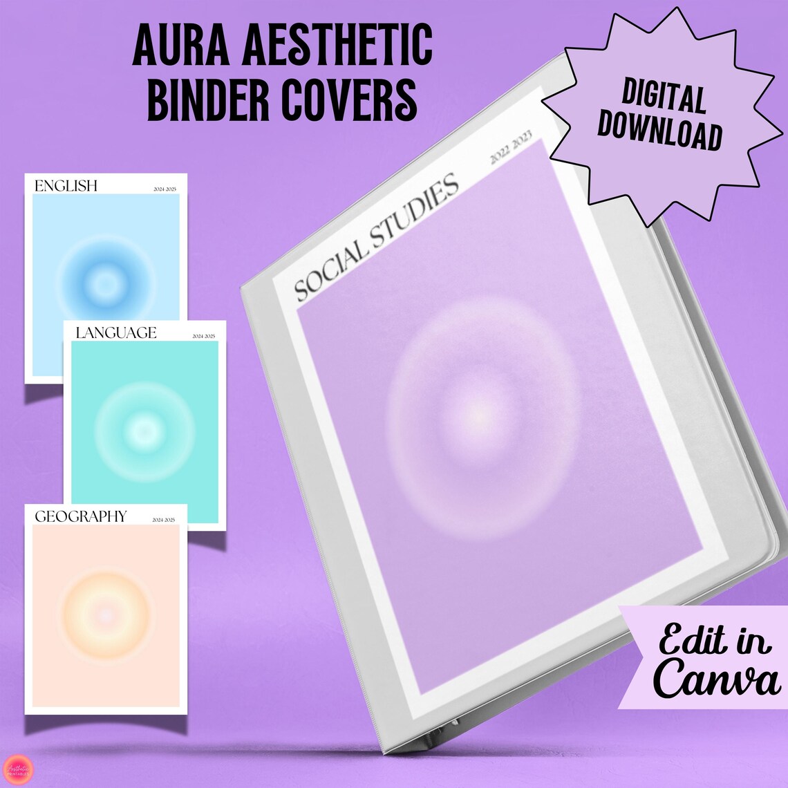 Aura Aesthetic Binder Covers, Printable Binder Covers, Aesthetic ...