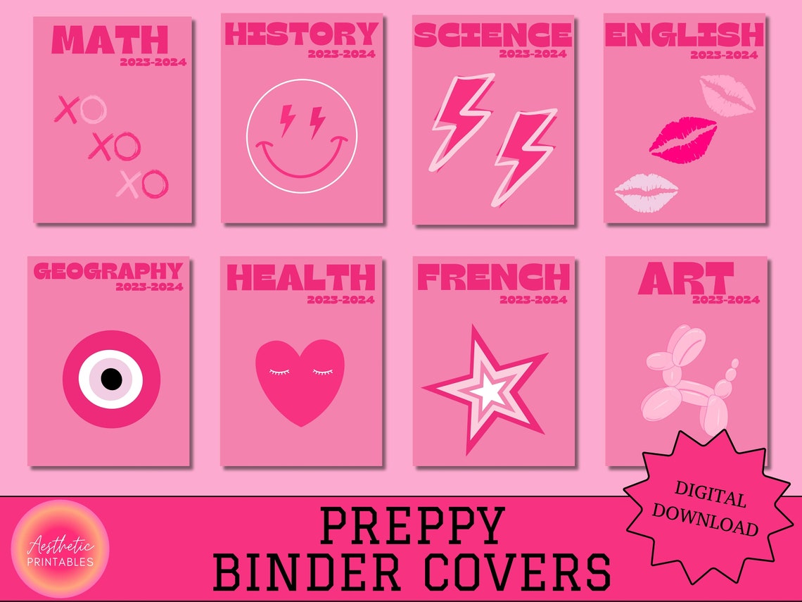 Binder Covers Preppy, Custom, Printable, Aesthetic Binder Covers ...
