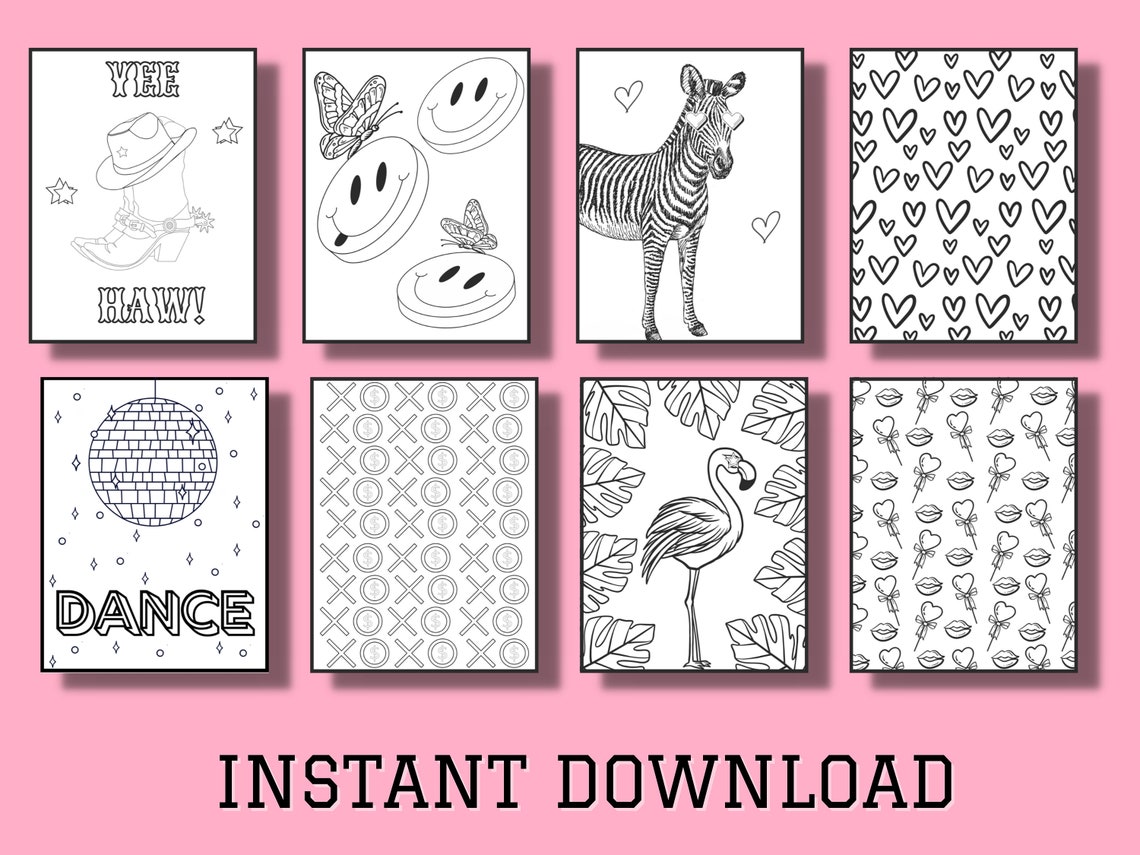 Preppy Coloring Pages, Printable, Easy, Aesthetic Coloring Pages PDF ...