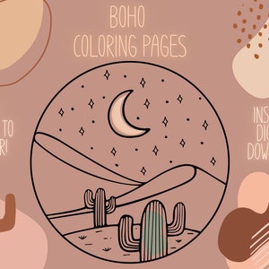 Boho Coloring Pages, Boho Coloring Book, Printable, Minimalist ...
