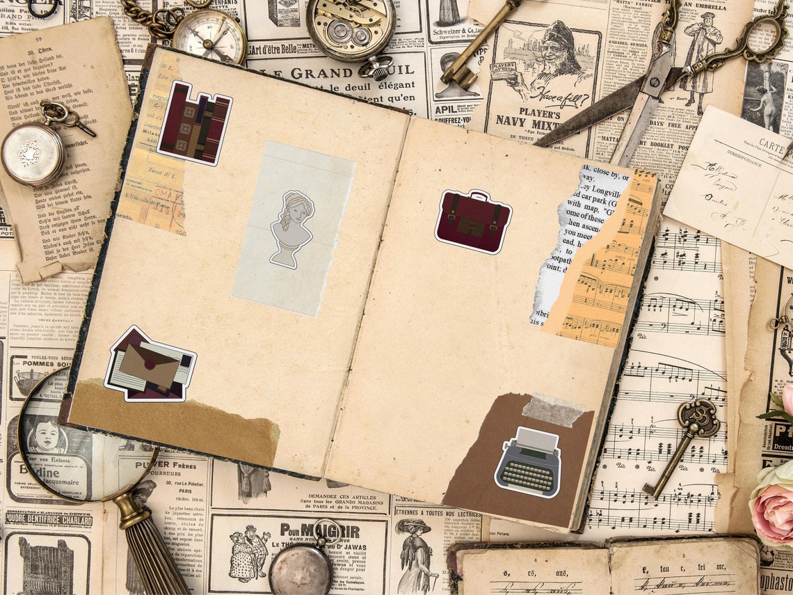 Dark Academia Stickers, Printable Sticker Sheet, Journal Stickers, Book ...