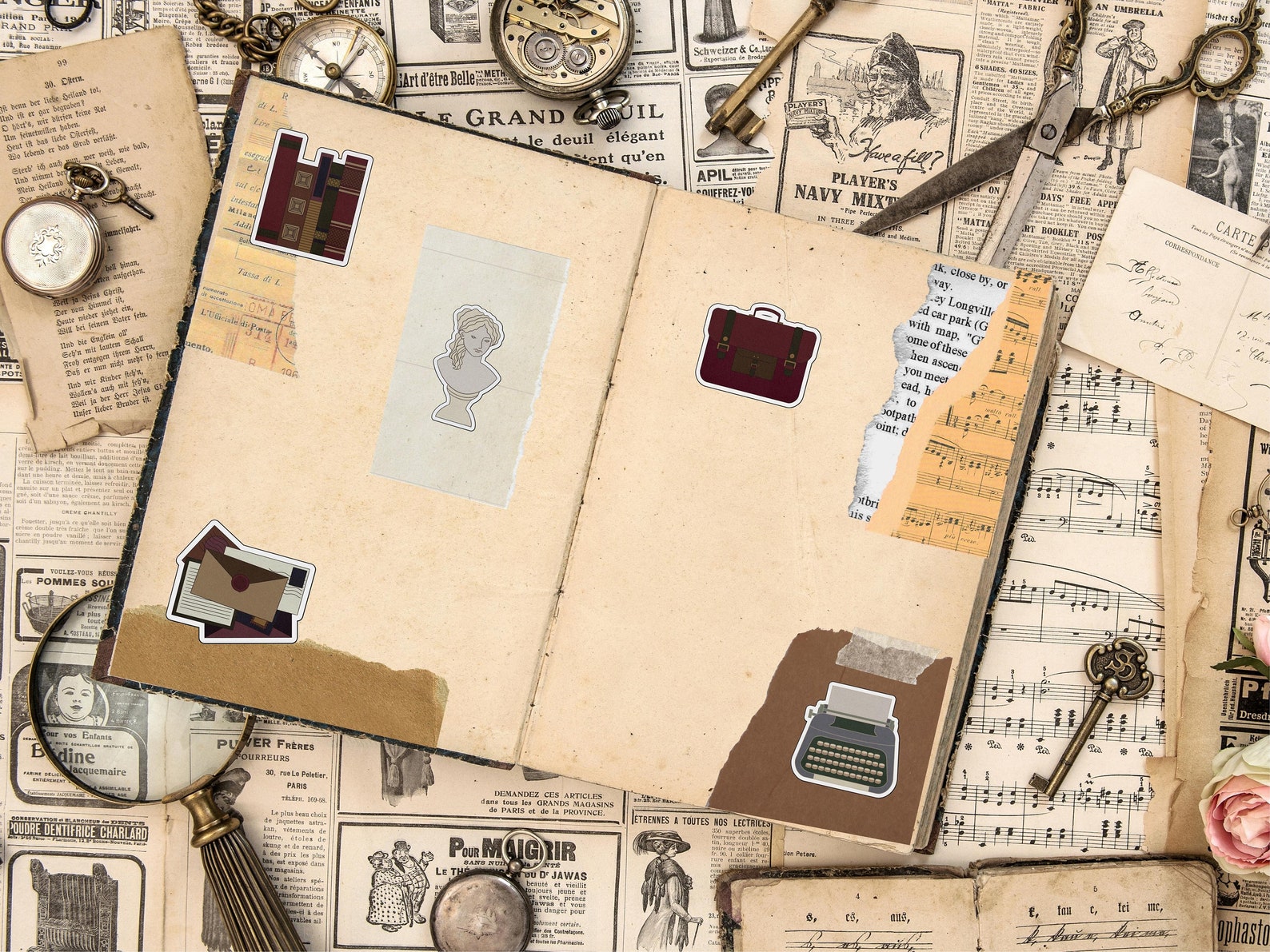 Dark Academia Stickers, Printable Sticker Sheet, Journal Stickers, Book ...