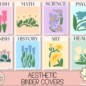 Printable Binder Covers Floral Minimalist Aesthetic Binder - Etsy