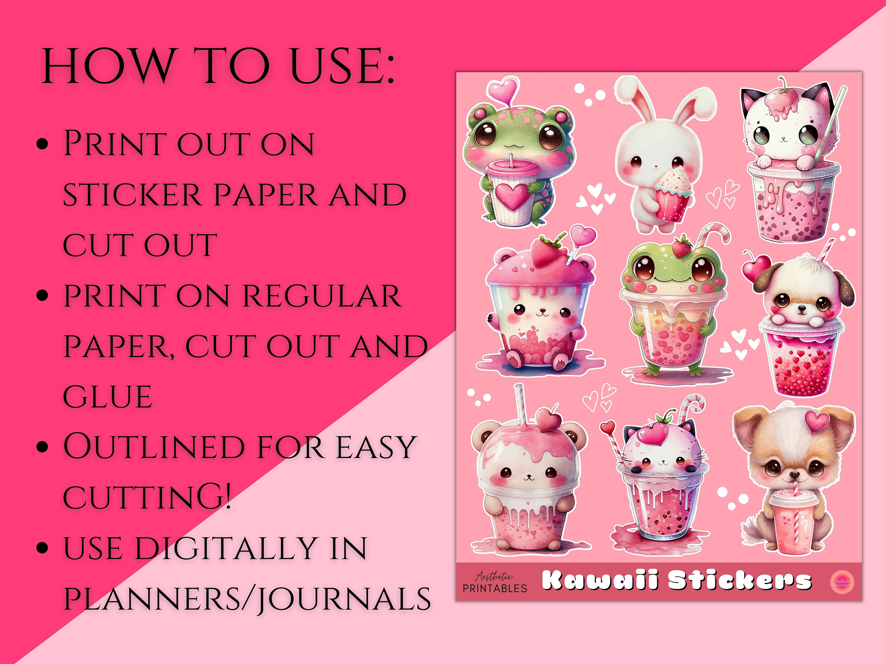 Kawaii Stickers Boba Stickers Printable Stickers Sheet - Etsy