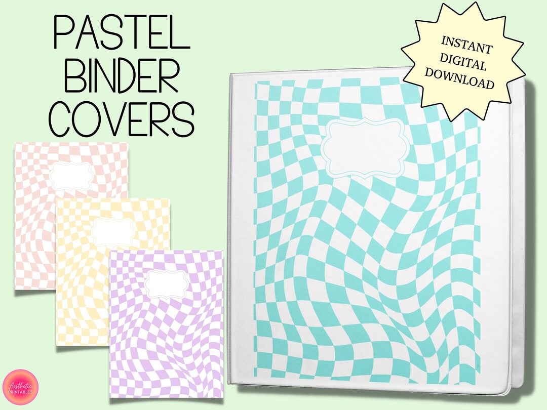 Pastel Binder Covers Checkered Retro Printable Binder Cover - Etsy