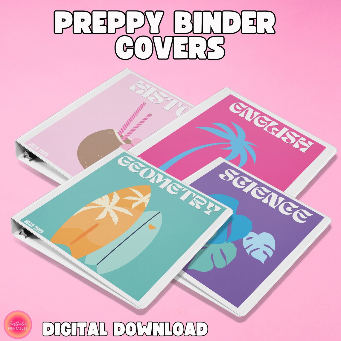 Preppy Binder Covers, Custom, Printable, Aesthetic Binder Covers ...