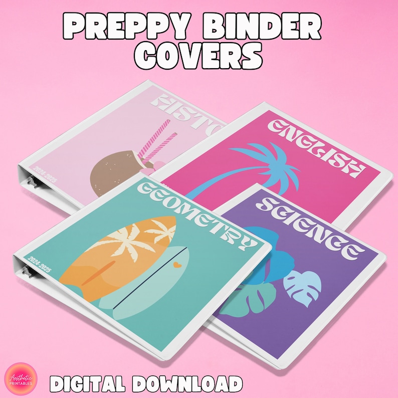 Preppy Binder Covers, Custom, Printable, Aesthetic Binder Covers ...