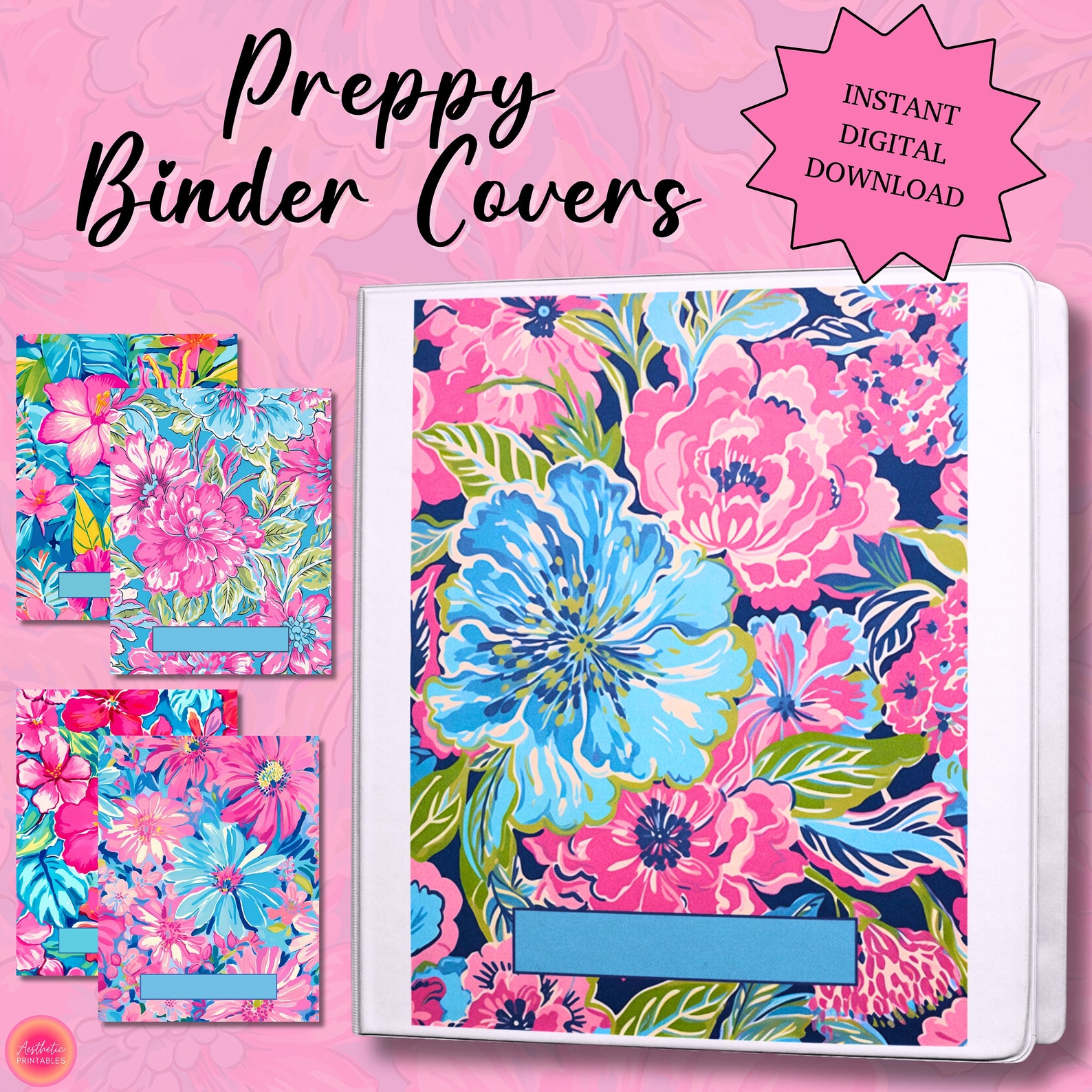 Preppy Binder Covers, Printable, Aesthetic Binder Covers, Binder Covers ...