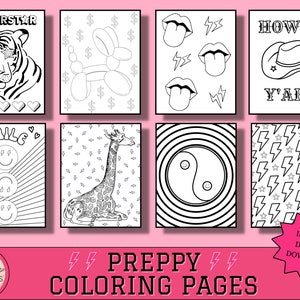 Preppy Coloring Pages, Aesthetic Coloring Pages Printable, Easy, PDF ...