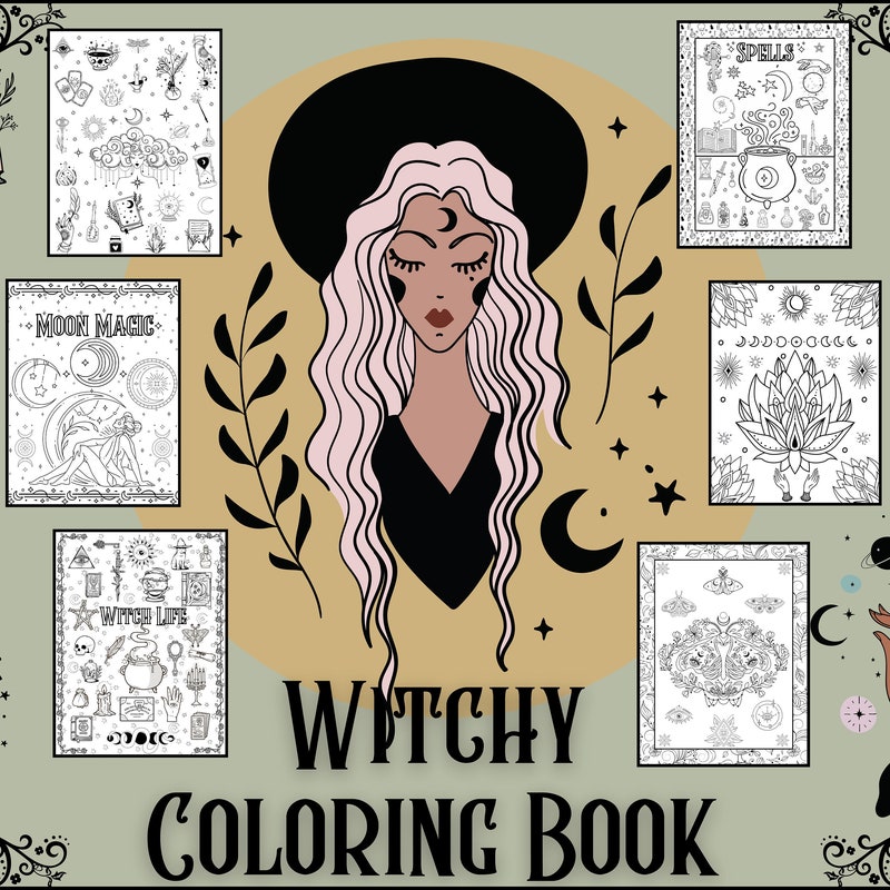 Witchy Coloring Pages - Etsy
