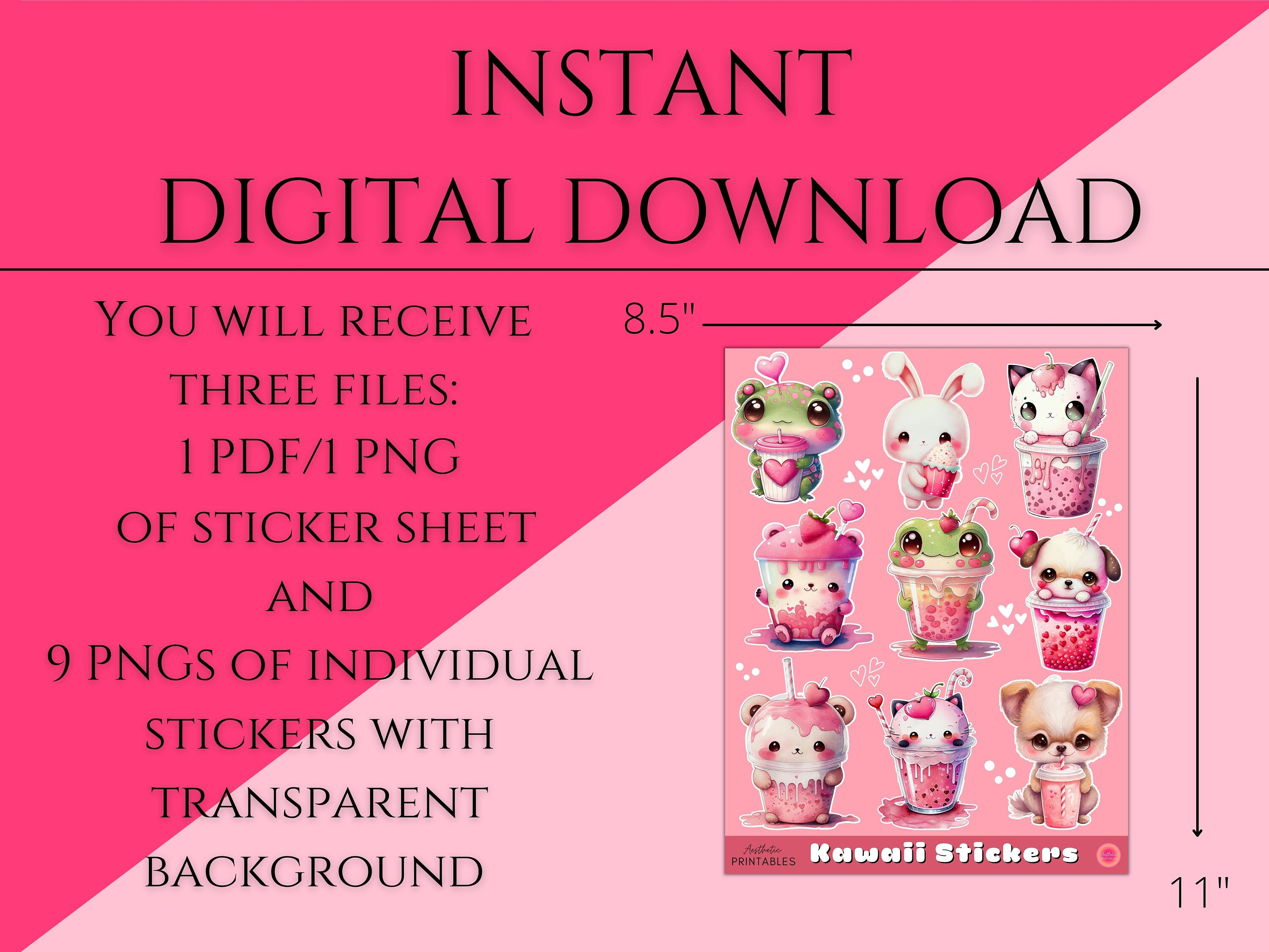 Kawaii Stickers Boba Stickers Printable Stickers Sheet - Etsy