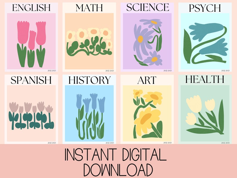 Printable Binder Covers Floral Minimalist Aesthetic Binder - Etsy
