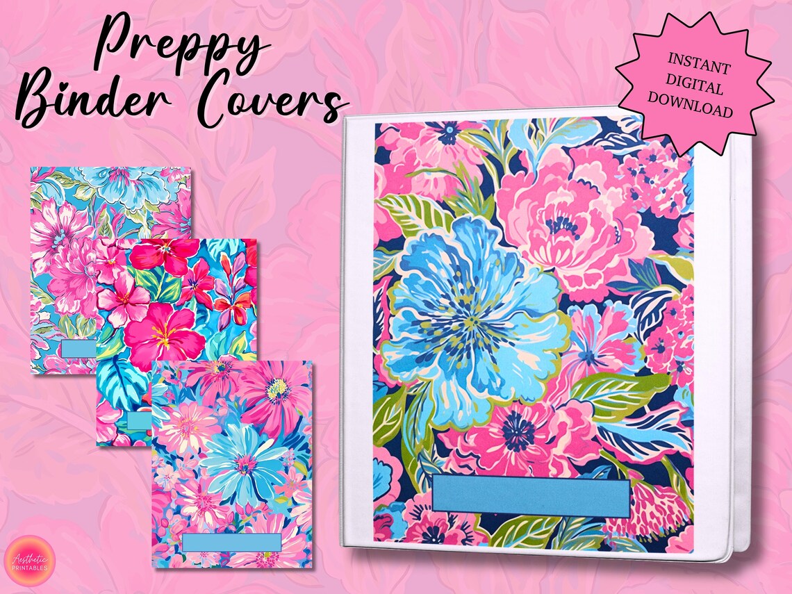 Preppy Binder Covers, Printable, Aesthetic Binder Covers, Binder Covers ...