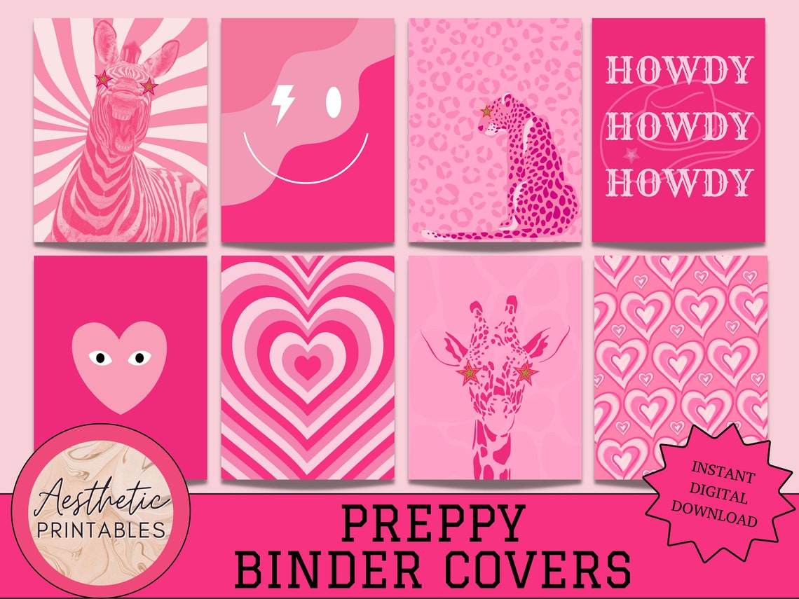 Preppy Binder Covers Printable, Aesthetic Binder Covers, Binder Cover ...