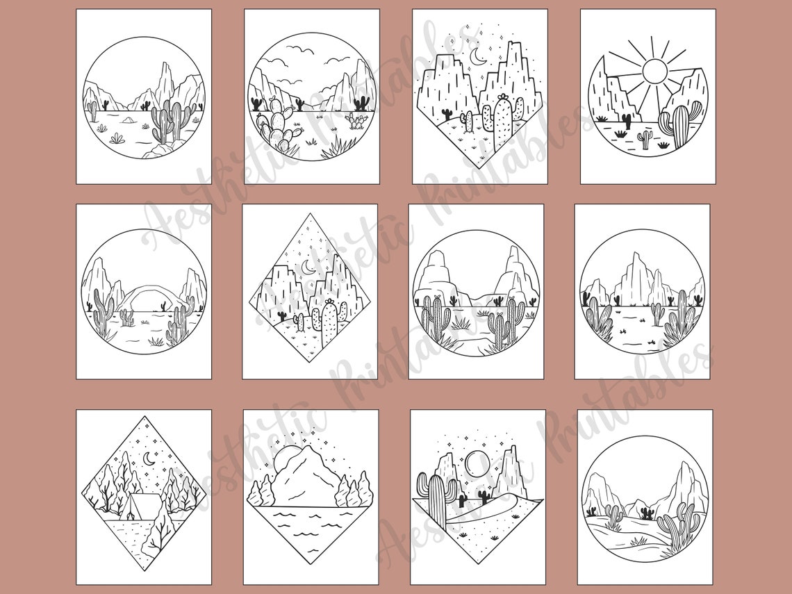 Boho Coloring Pages Boho Coloring Book Printable Minimalist - Etsy